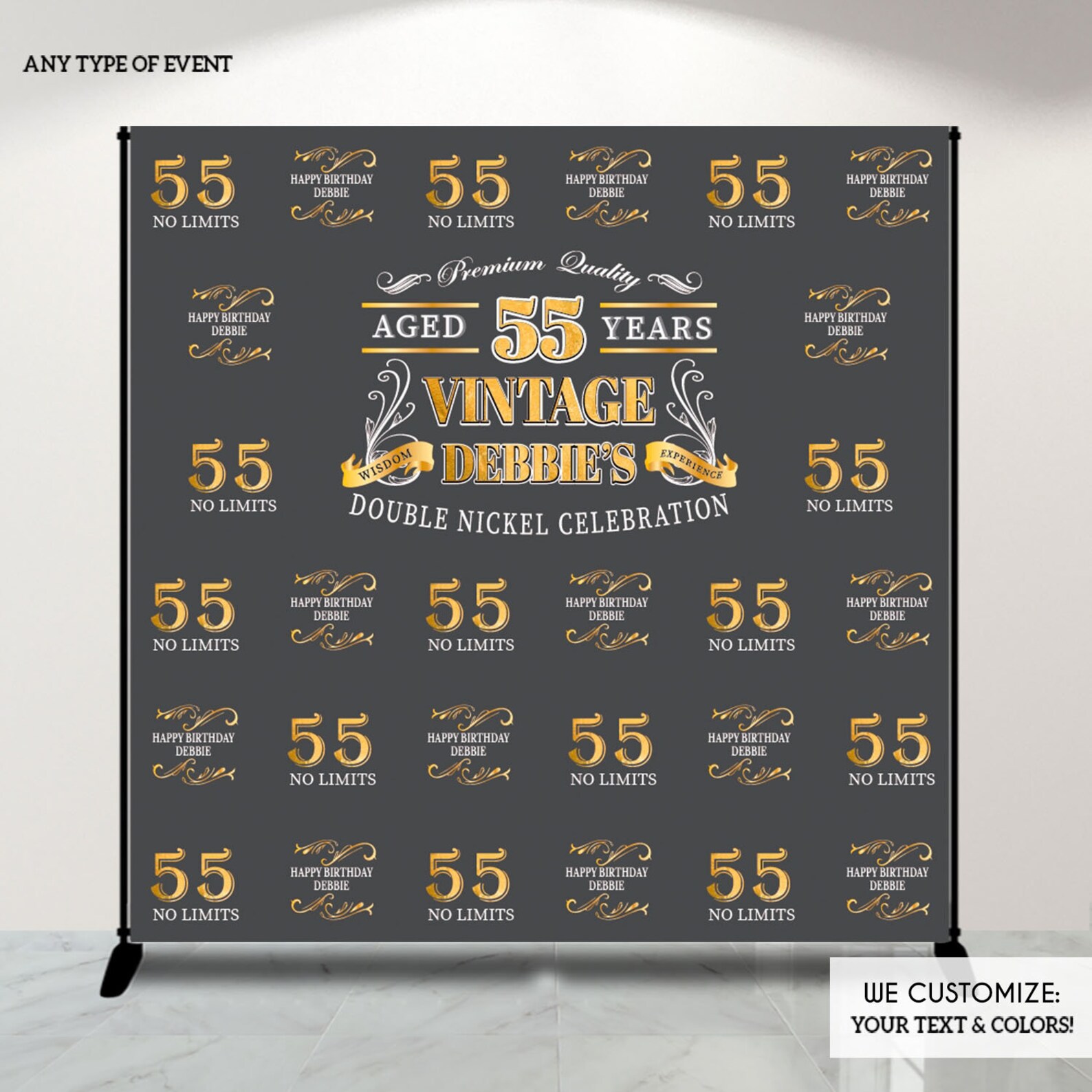 50th Birthday Backdrop, Aged to Perfection Custom Step and Repeat ...
