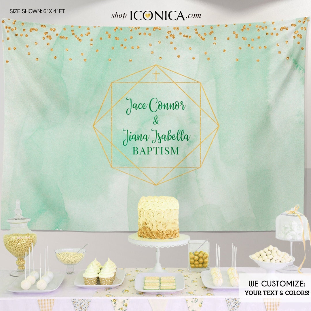 Baptism Backdrop Geometric,girls and Boys Baptism Backdrop, Modern ...