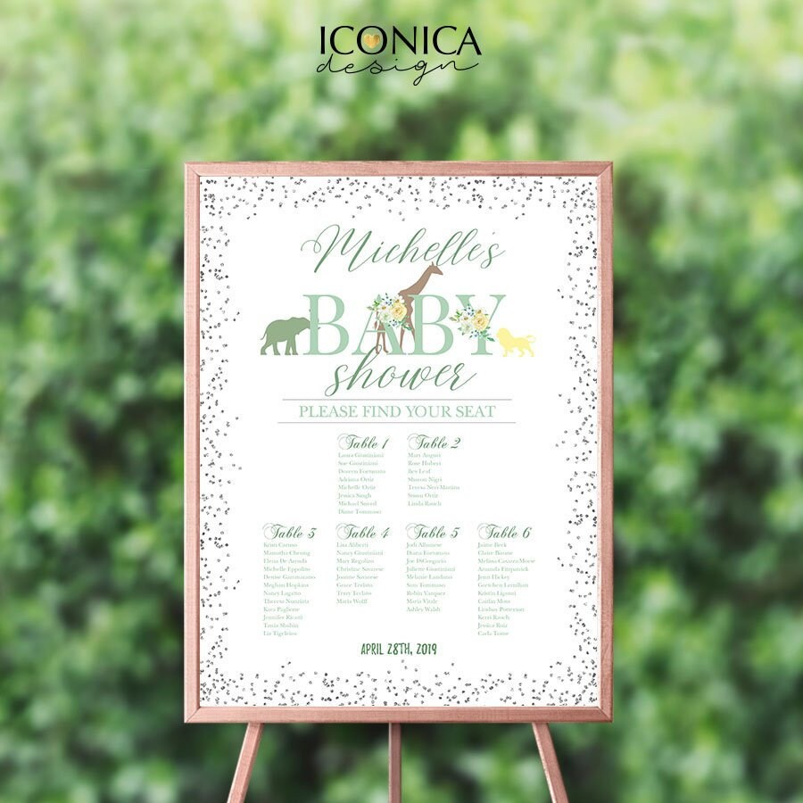 Safari BABY SHOWER Seating Chart Board Safari Seating Chart | Etsy