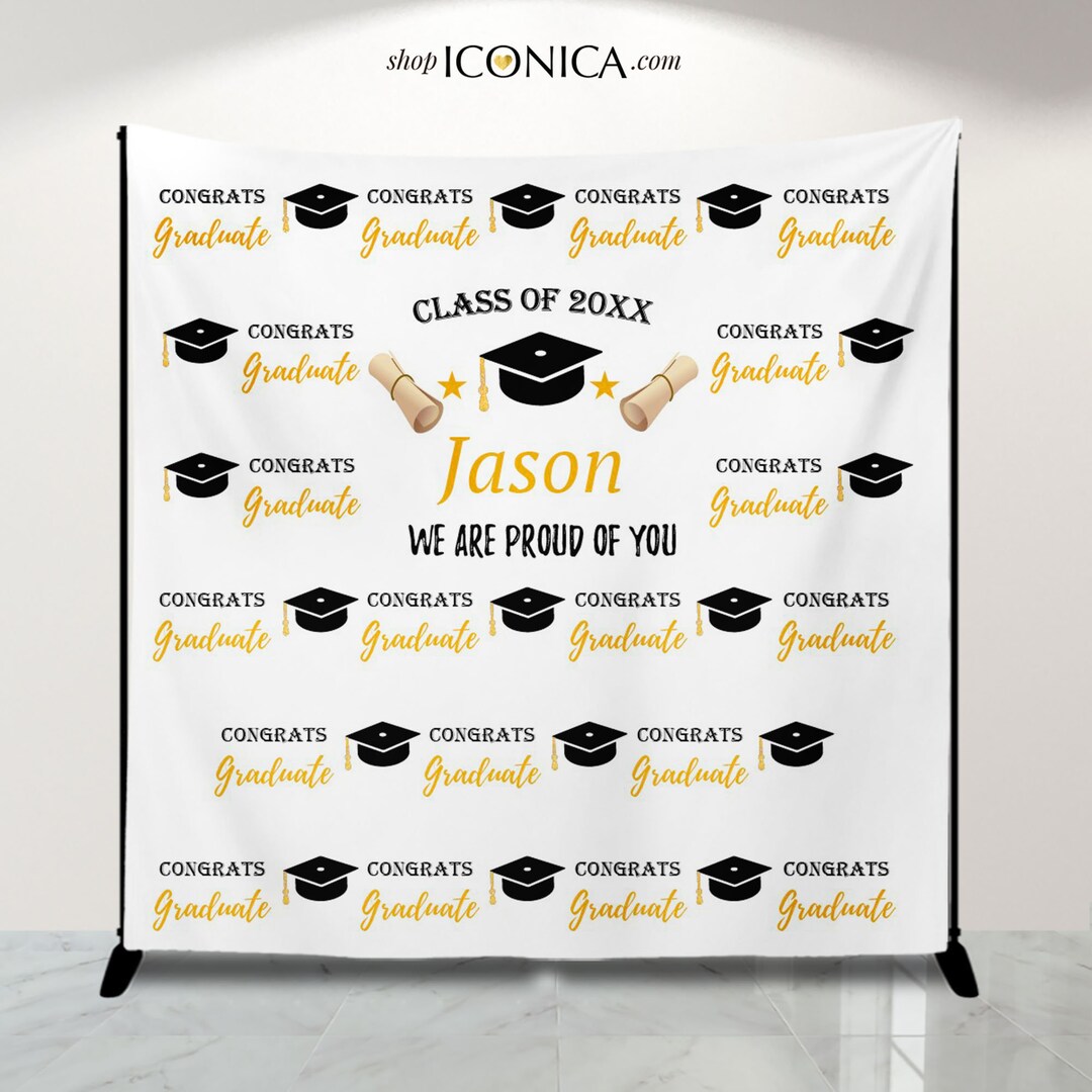 Graduation Party Backdrop, Congrats Grad Photo Booth Graduation ...