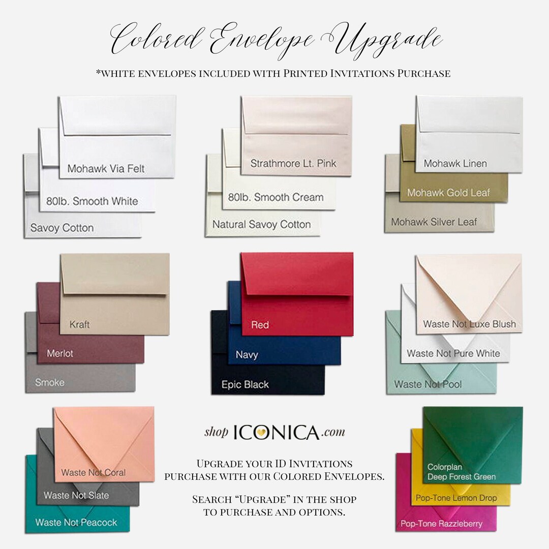 Upgrade Your Invite Purchase to Colored A7 Envelopes - Set of 10 - Add ...