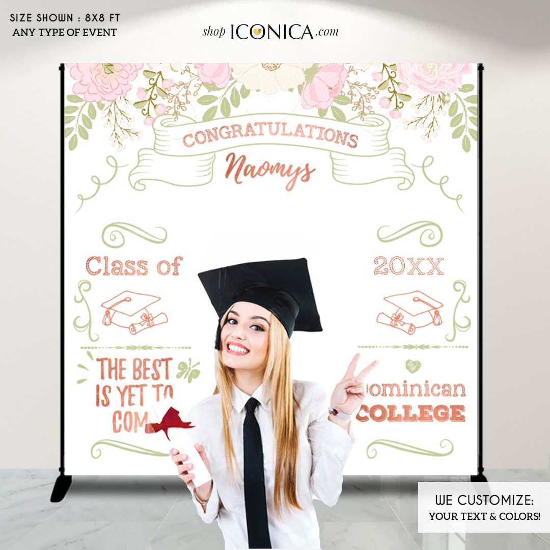 Graduation Party Photo Booth Backdrop, Virtual Graduation, Floral Step ...