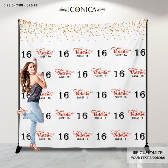 Sweet Sixteen Party Backdrop, Sweet 16 Photo Booth Backdrop, any age ...