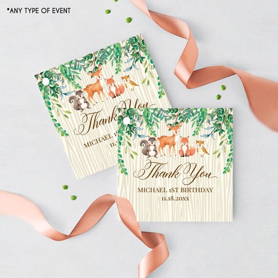 Woodland Forest Favor Tags Forest Animals Thank You Tags Pink Woodland ...