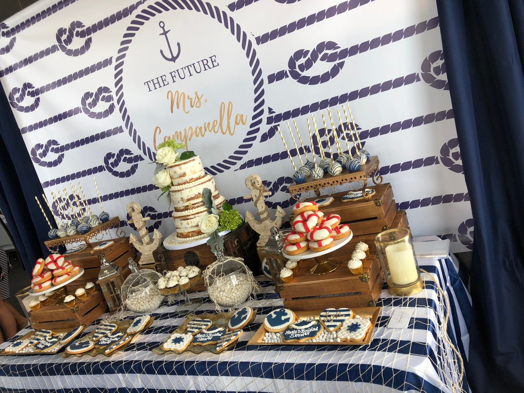 Nautical Engagement Party Backdrop ,we Are Tying the Knot Backdrop ...