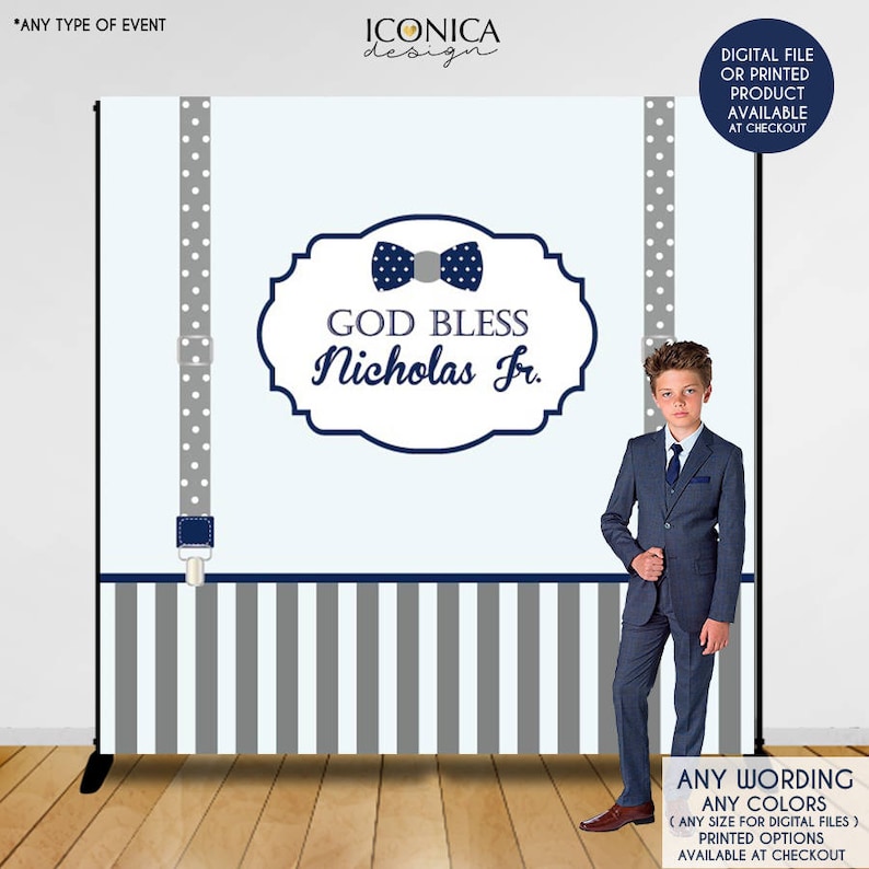 Boys First Communion Backdrop Baptism Banner Little Man - Etsy