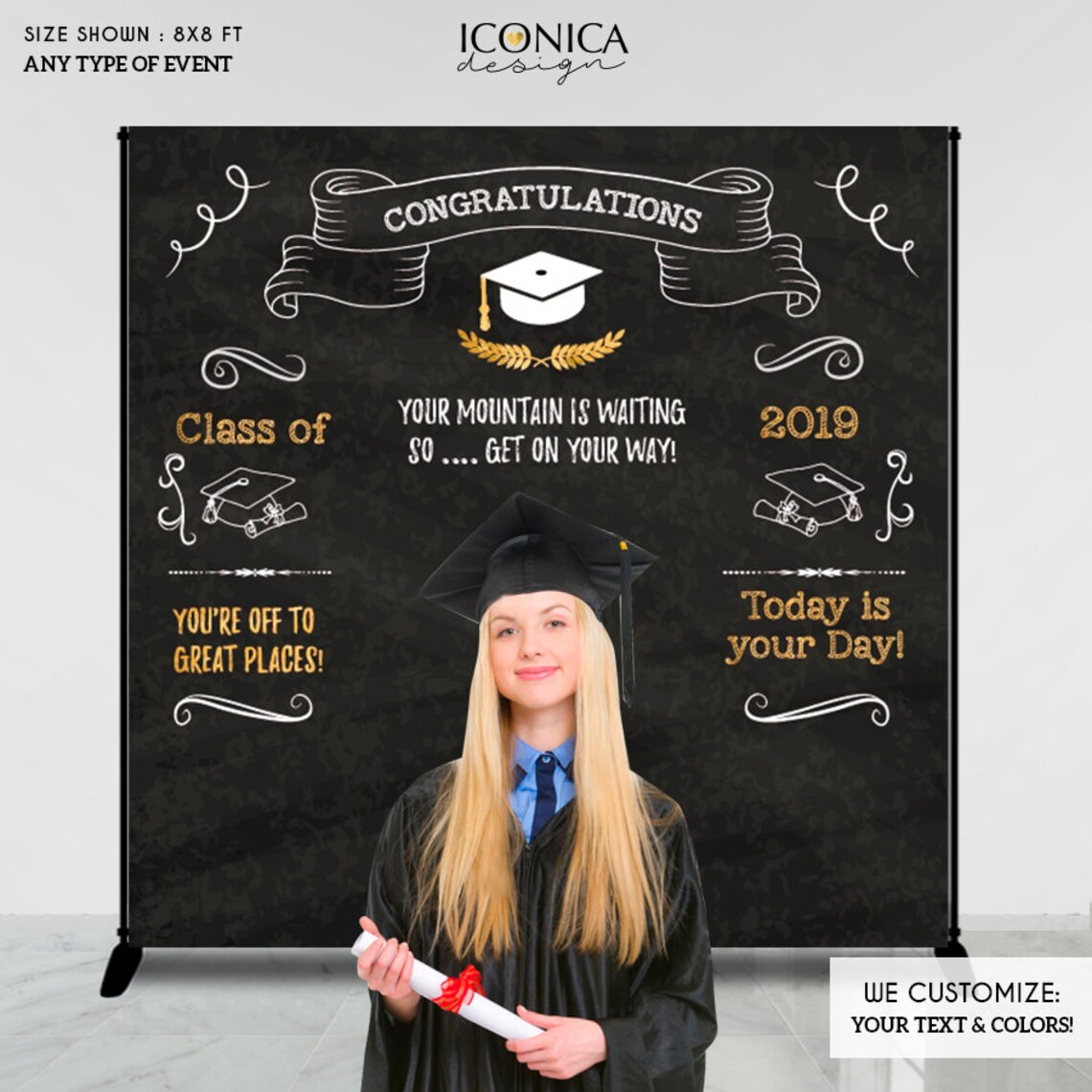 Graduation Party Photo Booth Backdrop Personalized Virtual - Etsy