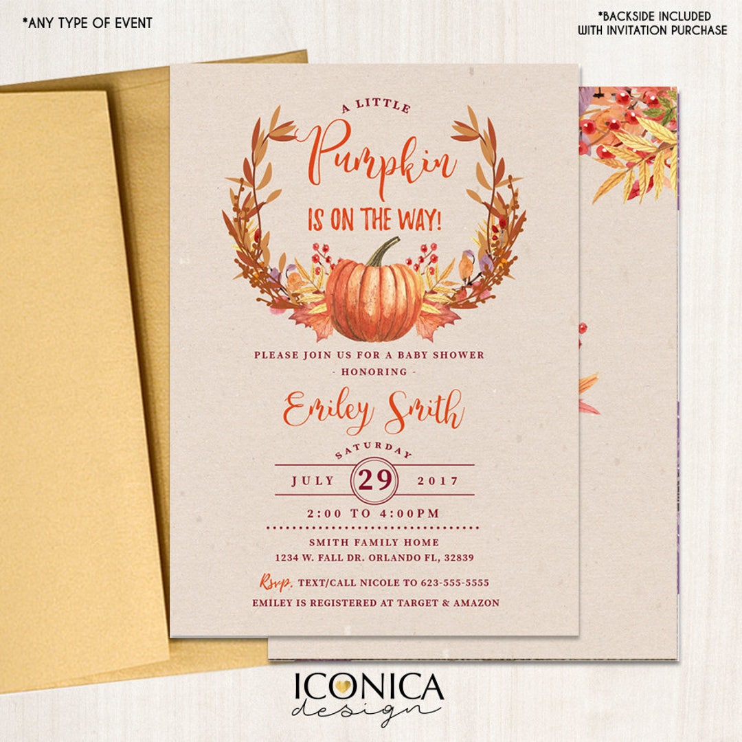 Pumpkin Baby Shower Invitations, Little Pumpkin Cards, Pumpkin Patch ...