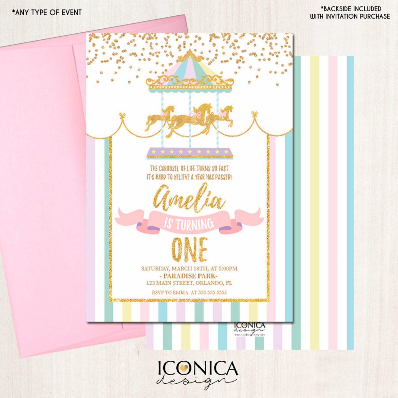 Carousel Invitation Carousel Christening or Baptism Invite - Etsy