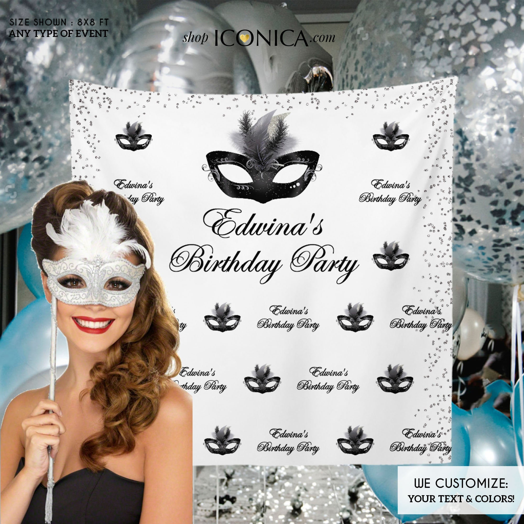 Personalized Masquerade Ball Backdrop, Any Color - Etsy