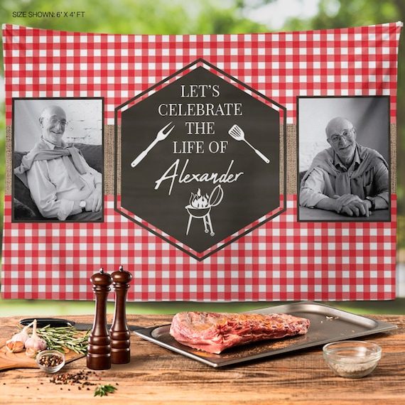 BBQ Photo Backdrop, Celebration of Life Themed Backdrop, BBQ Custom ...