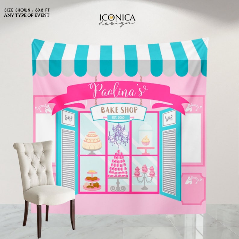 Bake Shop Party Backdrop Personalized, Bake Shop Backdrop,candy Shop ...