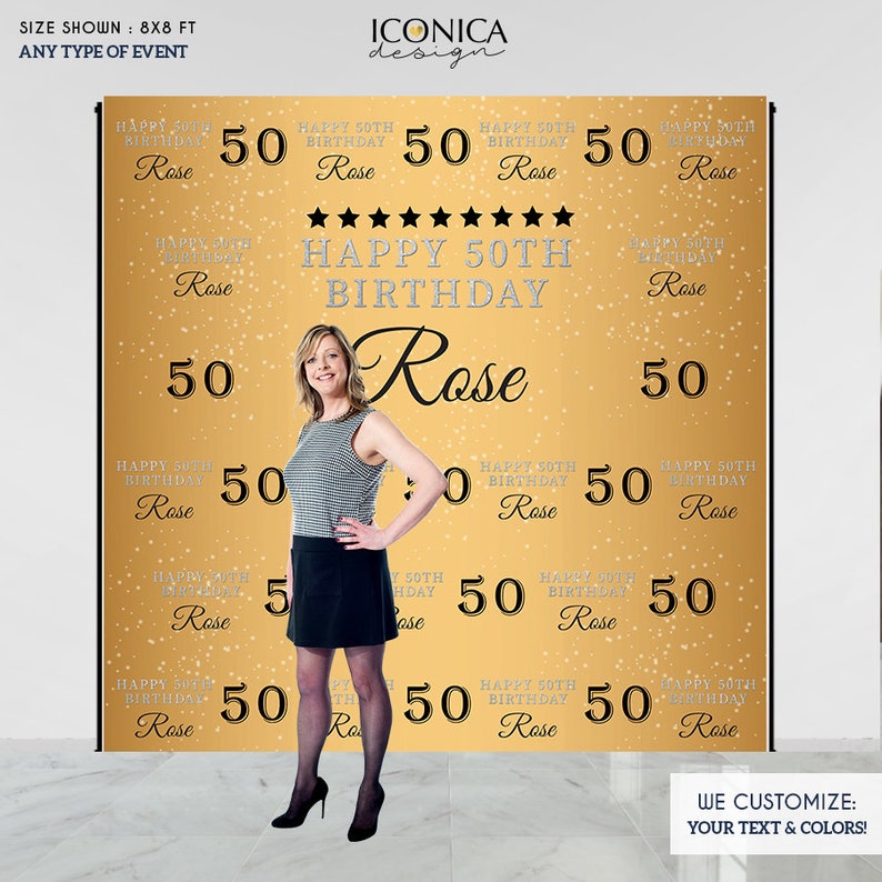 Birthday Backdrop, 50th Birthday Custom Step and Repeat Backdrops ...
