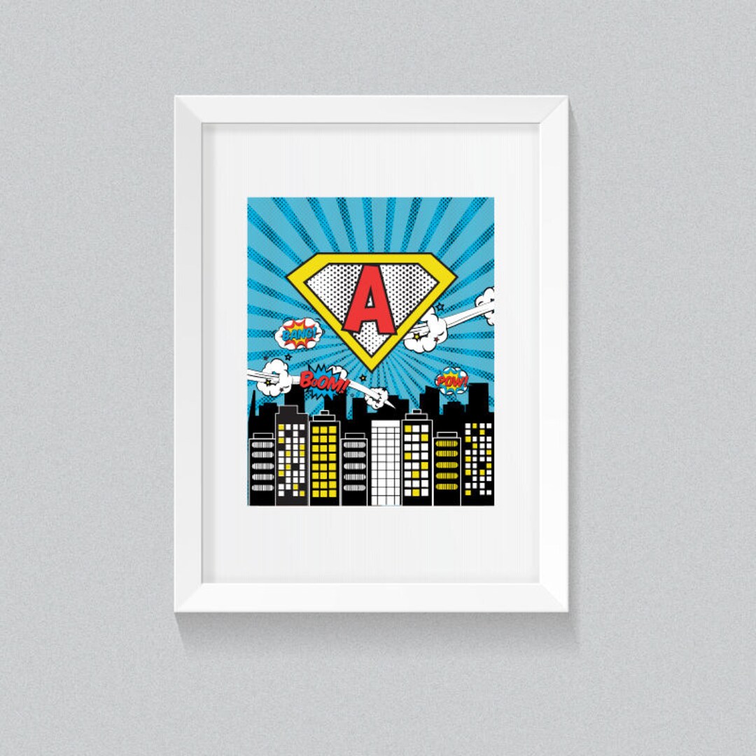 Superheroes Party Sign 4x6 / 5x7 or 8x10 - Custom Monogram Event Sign ...