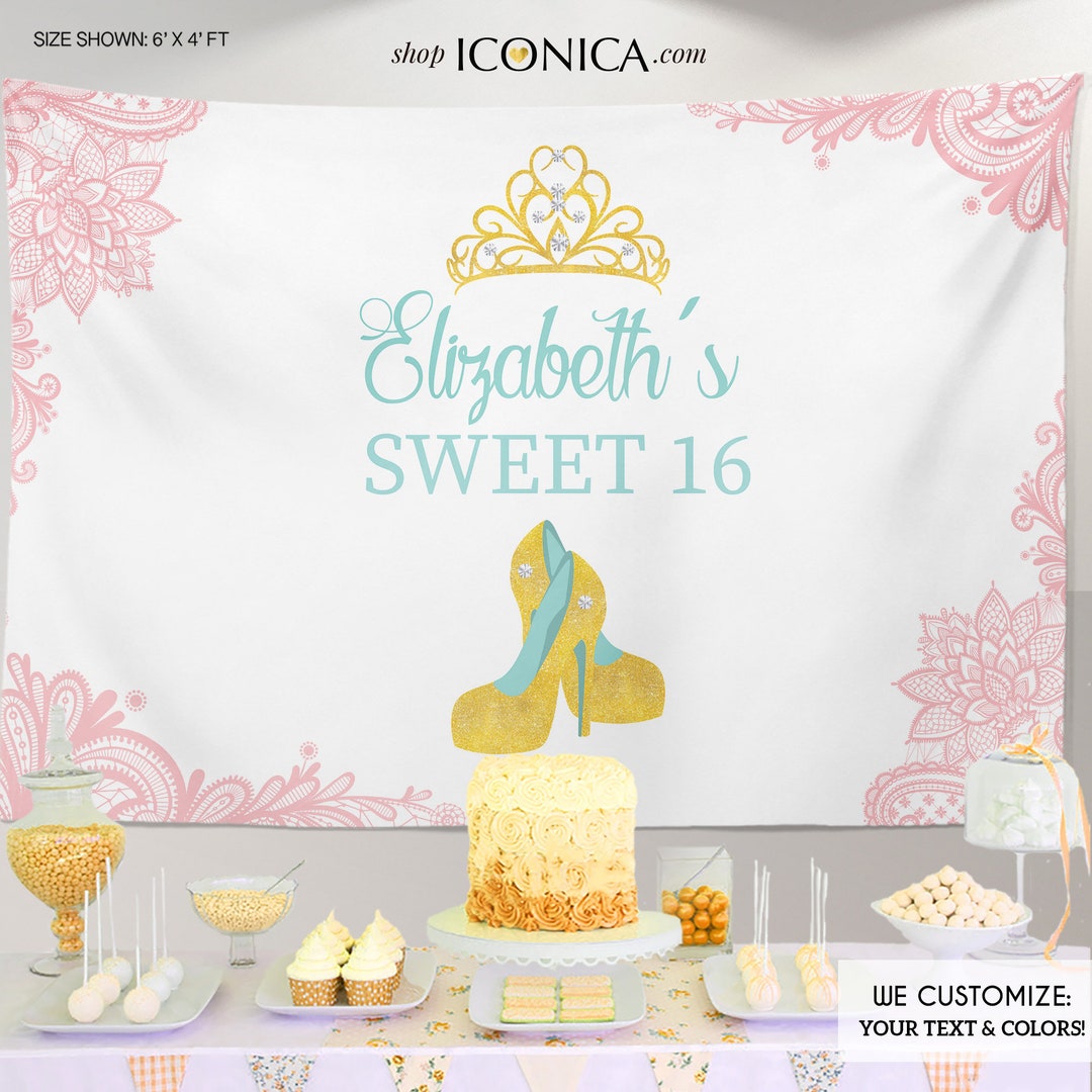 Sweet Sixteen Party Backdrop, Sweet 16 Photo Booth Backdrop or Any Age ...