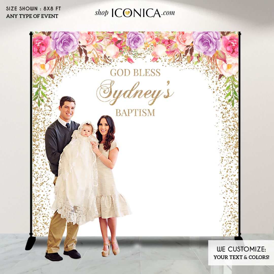 Baptism Photo Backdrop Floral,bohemian Floral Baby Shower Decor,any ...