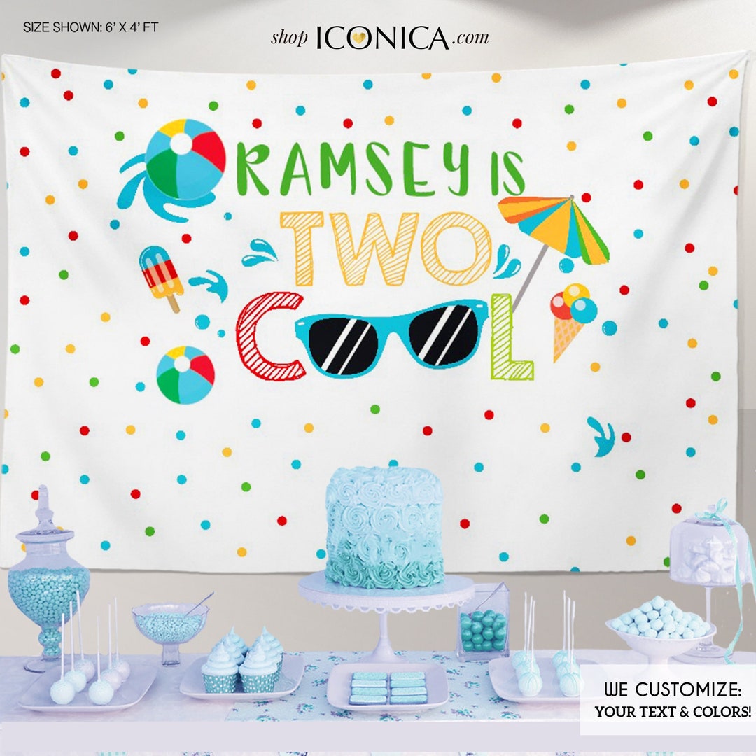 Pool Party Backdrop, Pool Party Decorations, Two Cool Birthday Decor ...