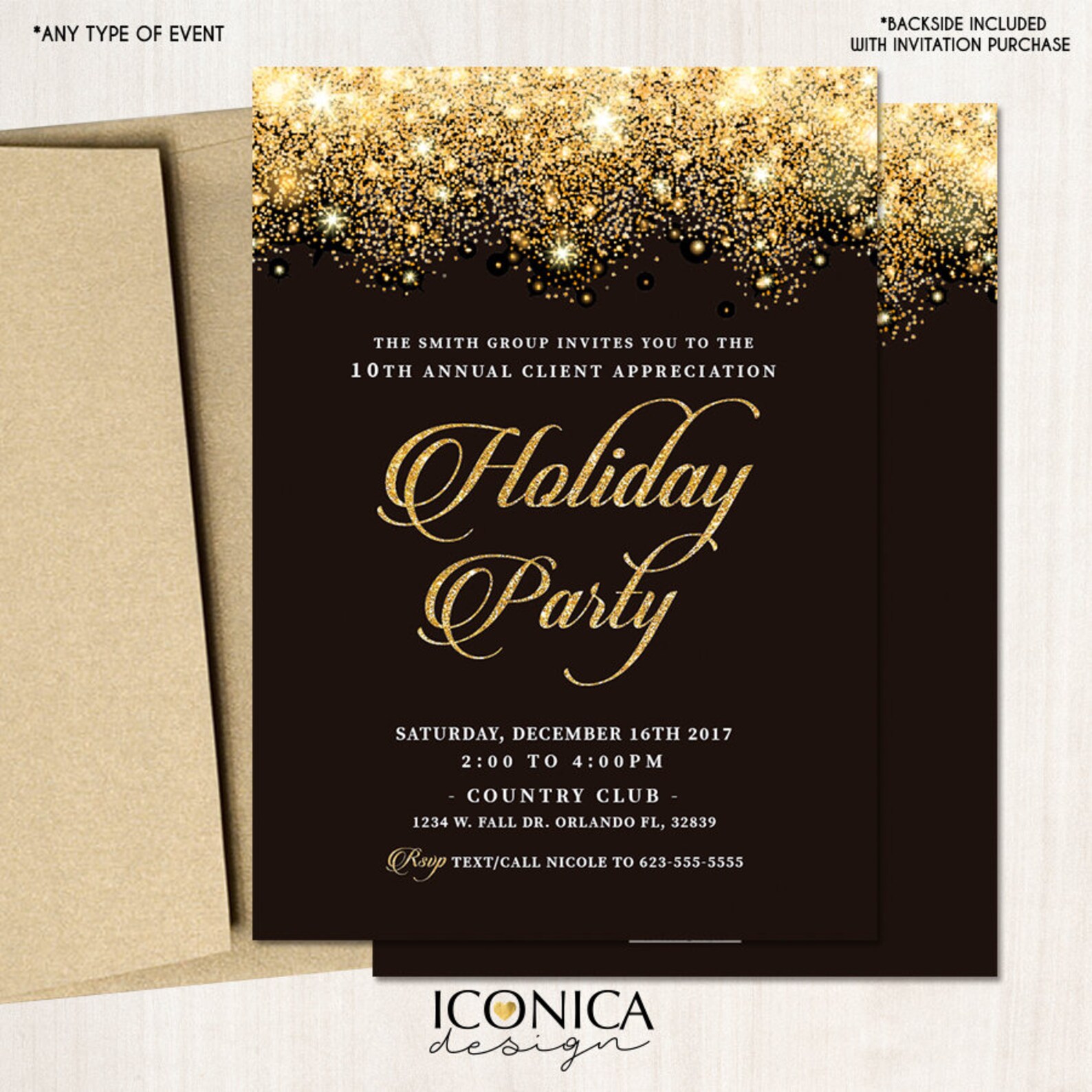 Corporate Holiday Party Invitations Christmas Cardsblack and | Etsy