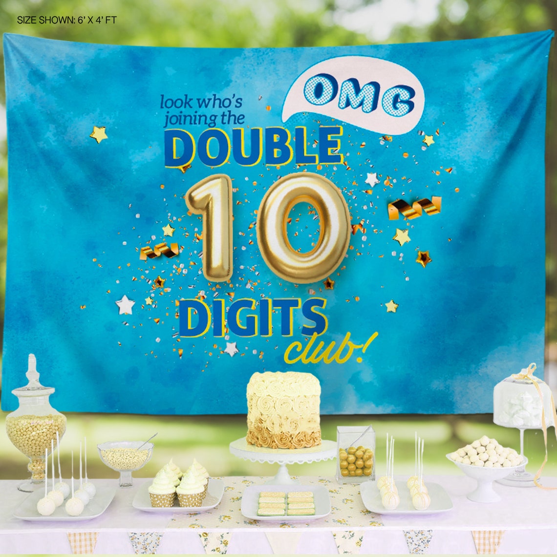 Double Digits Birthday Decorations 10th Birthday Backdrop 10 - Etsy