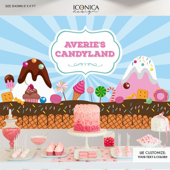 Candyland First Birthday Banner Candyland Party Backdrop Any Age ...