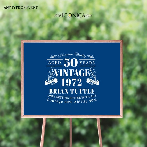 50th Birthday Welcome Sign, Aged to Perfection Custom Gift,Personalized ...