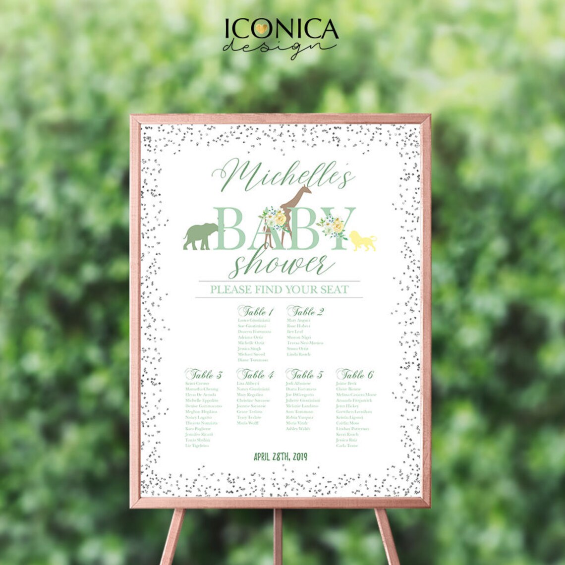 Safari BABY SHOWER Seating Chart Board Safari Seating Chart - Etsy