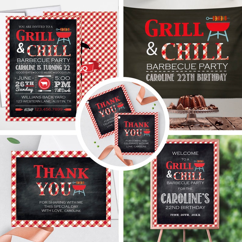 BBQ Favor Tags, Red Gingham Thank You Gift Tags - Etsy