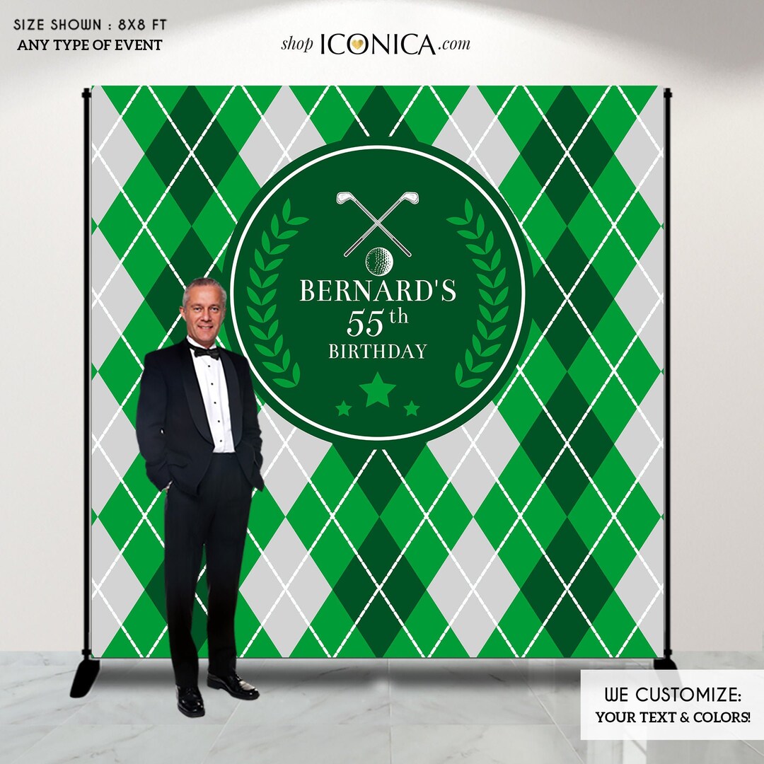 Golf Party Backdrop, Golf Partee Backdrop, Sports Banner, Argyle Print ...