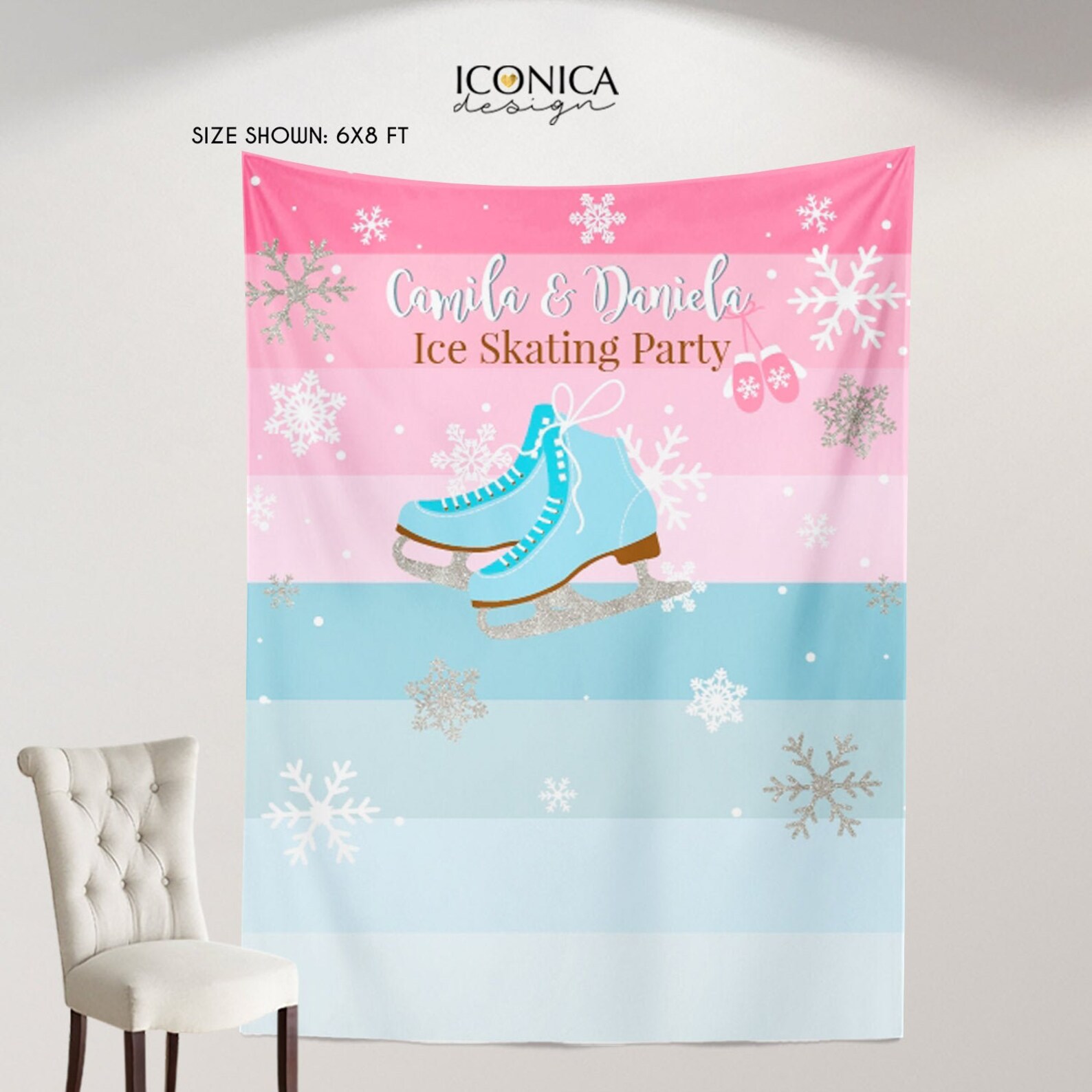 Ice Skating Party Backdropwinter Wonderland Custom Photo | Etsy