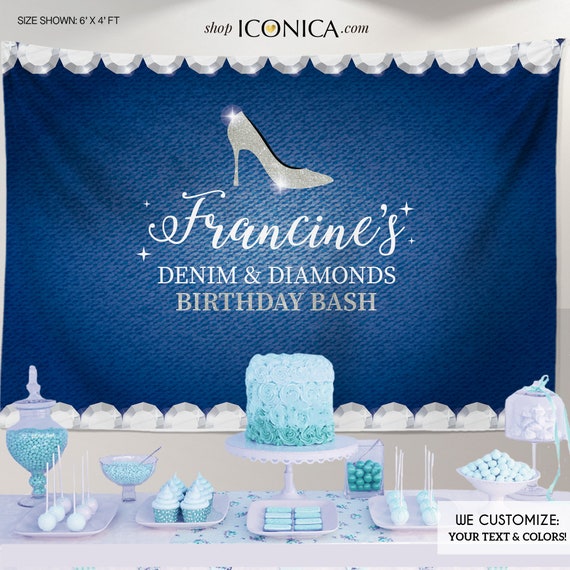 Denim And Diamonds Birthday Party Backdrop,Denim Party Banner,Any Event ...