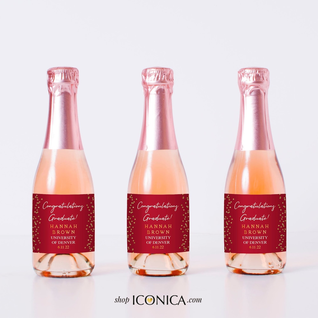 Personalized Mini Champagne Labels, Graduation Party Favors (set of 10 ...