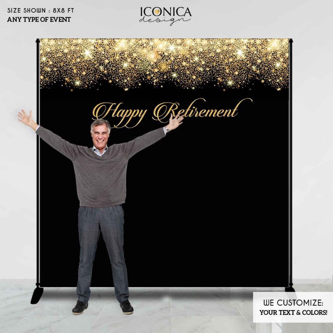 Retirement Photo Booth Backdrop Happy Virtual Retirement - Etsy