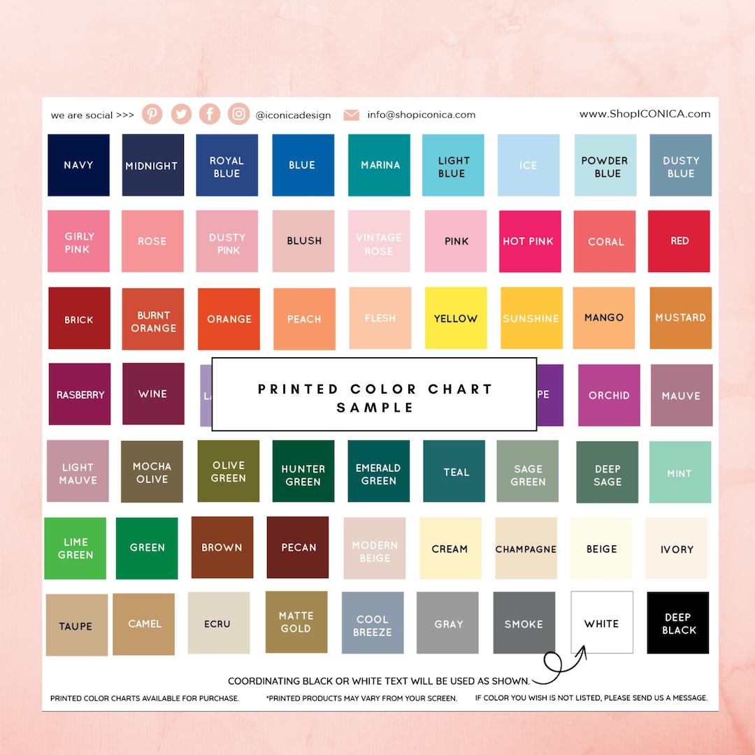 Printed Color Chart Sample on Foam Board - If You Would Like to See ...