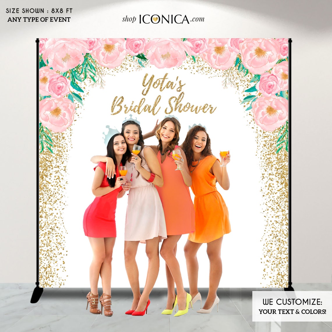 Floral Pink and Gold Photo Booth Backdropcustom Step and - Etsy