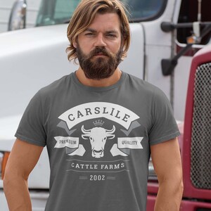 Men's Personalized Cattle Ranch T Shirt Cow Farm Shirt Farmer Gift Idea ...