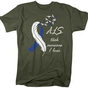 Men's ALS T-shirt Blue ALS Amyotrophic Lateral Sclerosis Ribbon in ...