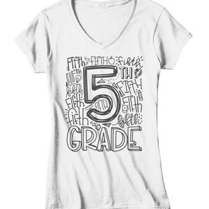 Women's Fifth Grade Teacher T Shirt 5th Grade Typography T Shirt Cute ...