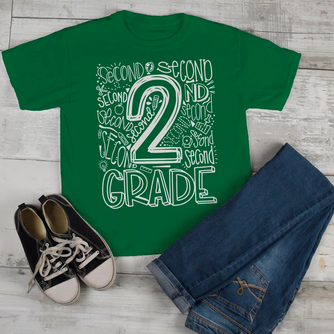 Kids Cute 2nd Grade T Shirt Typography Cool Tee Boy's Girl's Grade 2 ...
