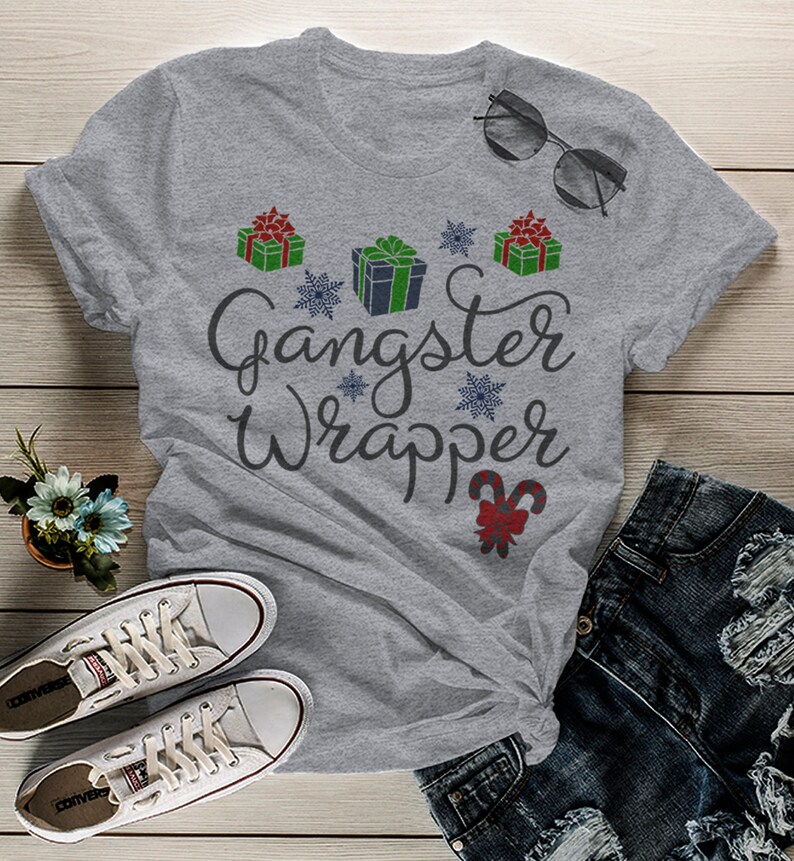 Women's Funny Gangster Wrapper T Shirt Christmas Shirts | Etsy