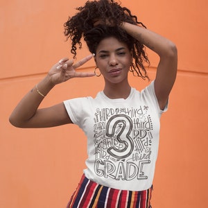 Women's Third Grade Teacher T Shirt 3rd Grade Typography T Shirt Cute Back to School Shirt 3rd ...