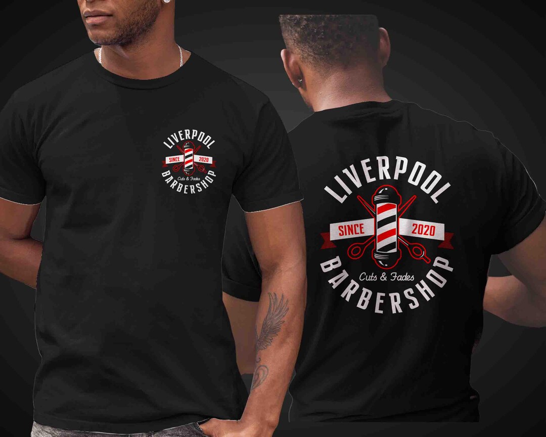 Men's Custom Barbershop Shirt Personalized Barber Company Hair Pole Cut ...