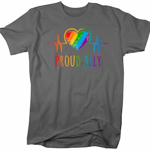 Men's Proud Ally LGBT T Shirt LGBT Support Shirt Friends Heart Shirts ...