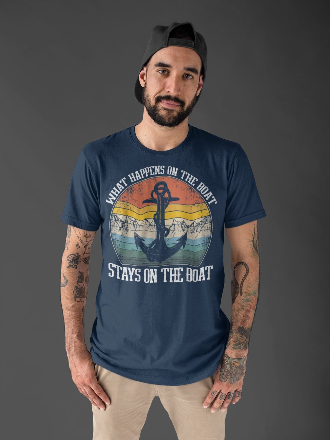 Men's Funny Boating Shirt What Happens on Boat Stays on Boat Boater T ...