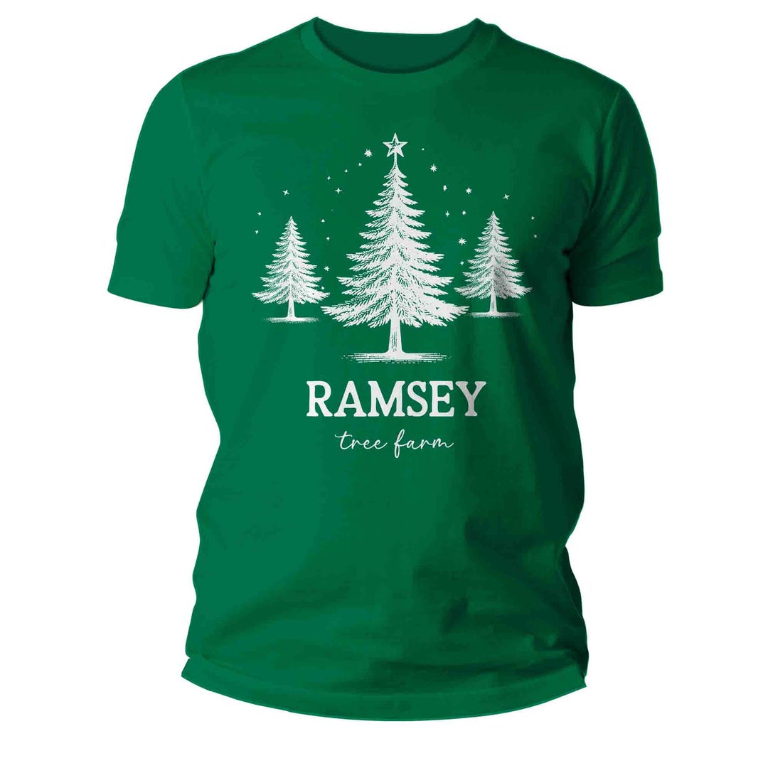 Men's Personalized Farm T Shirt Custom Tree Pine Vintage Christmas Name ...