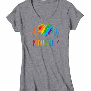 Women's Proud Ally LGBT T Shirt LGBT Support Shirt Friends Heart Shirts ...