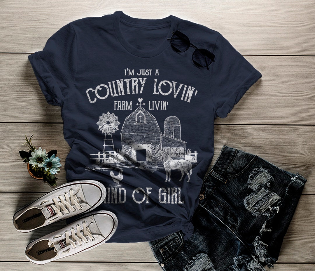 Women's Country Lovin' Livin' Vintage Farming T-shirt - Etsy