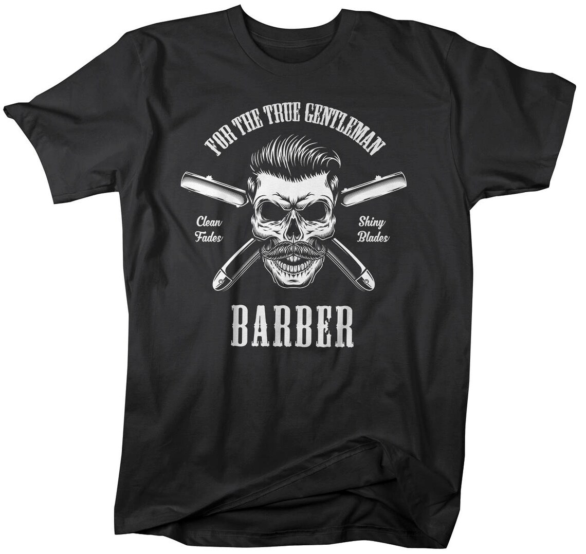Men's Barber Skull T-shirt Barbers Shirts Shiny Blades - Etsy