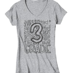 Women's Third Grade Teacher T Shirt 3rd Grade Typography T Shirt Cute Back to School Shirt 3rd ...