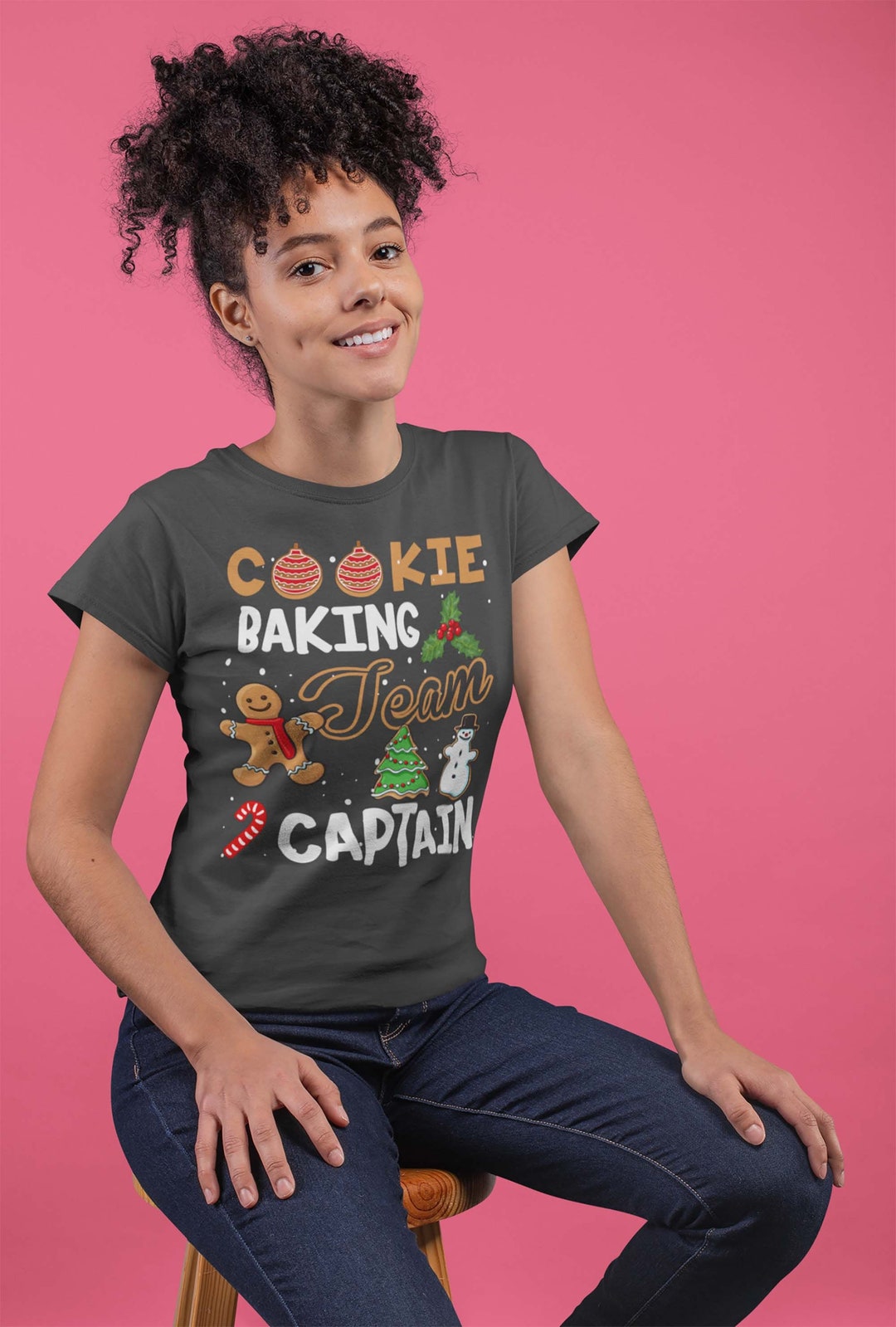 Women's Christmas T Shirt Cookie Baking Team Captain Matching Xmas ...