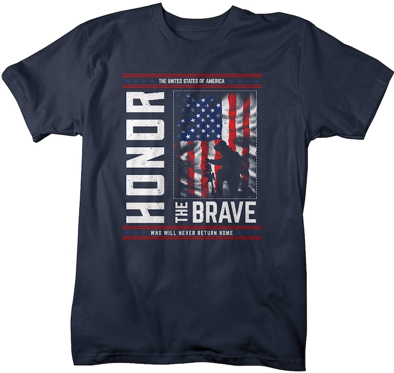 Men's Memorial Day T-shirt Patriotic Honor the Brave United States ...